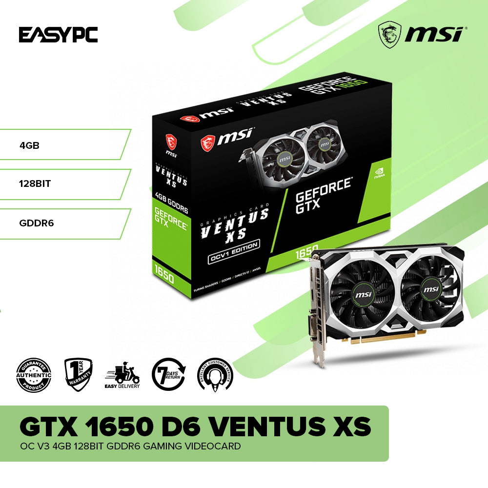 EasyPC| MSI Gtx 1650 D6 Ventus XS OC/ D6 Ventus XS OC V3 4gb 128bit GDdr6 graphics card | Shopee ...