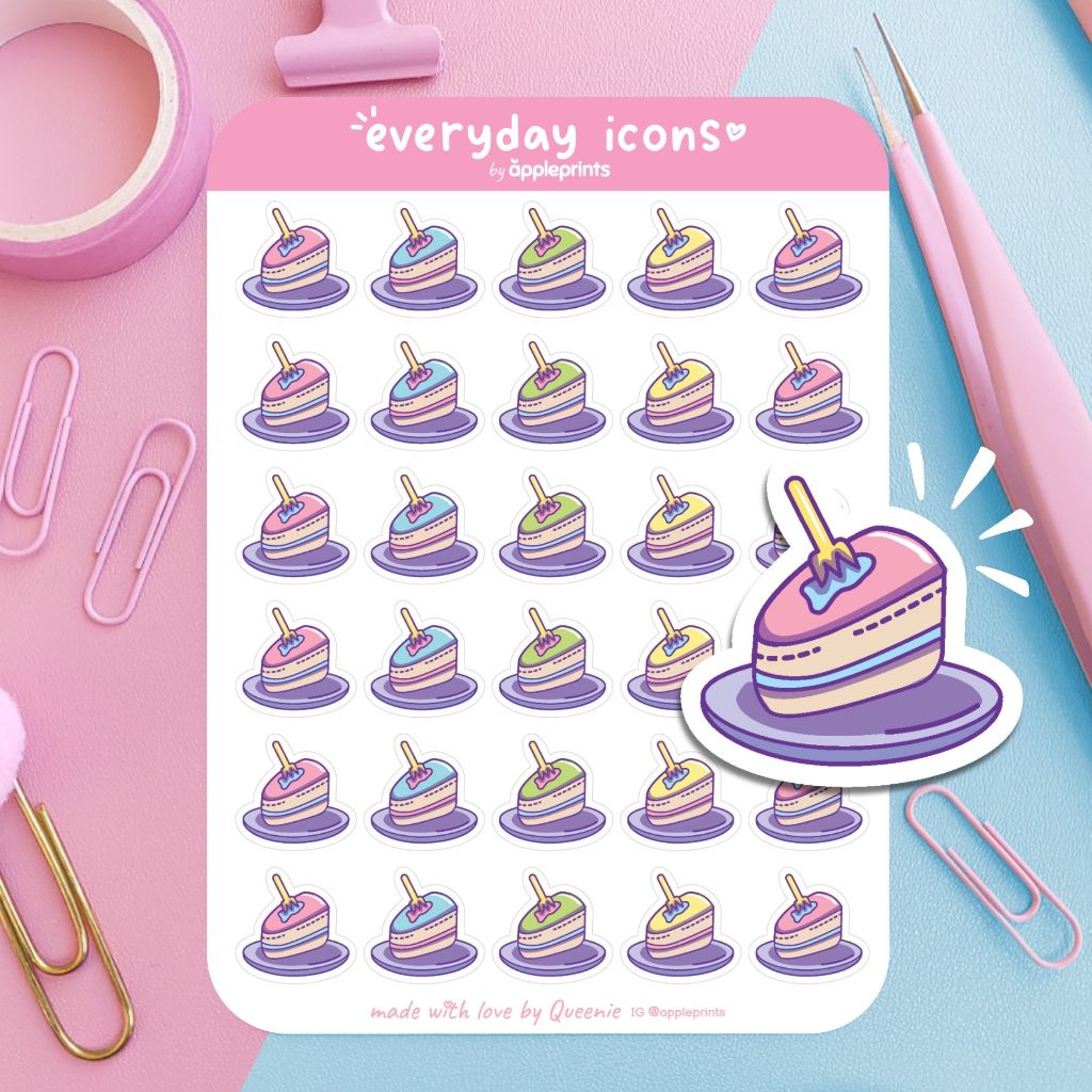 Cake Cheat Day Self Care Reminder Matte BuJo Planner Stickers - A49 ...