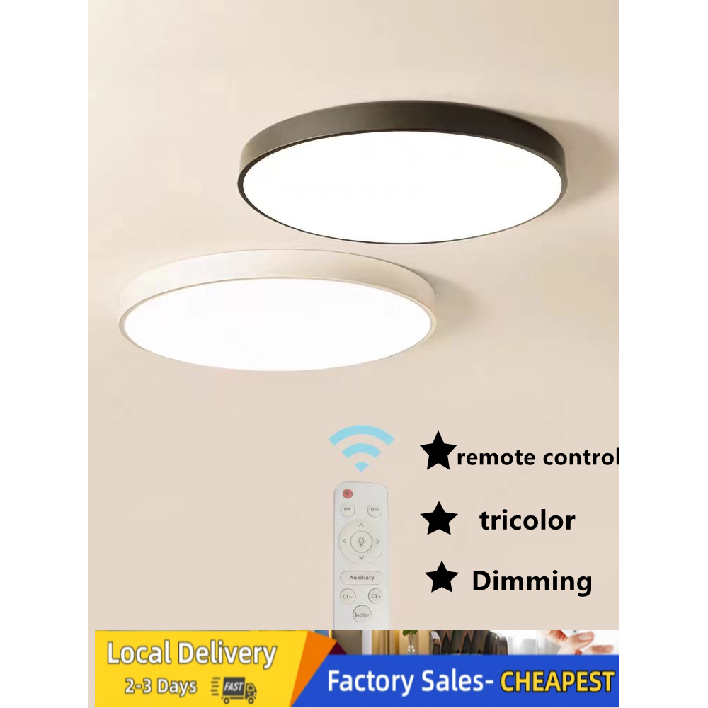 Remote control dimming tricolor ceiling light Modern Macaron living ...