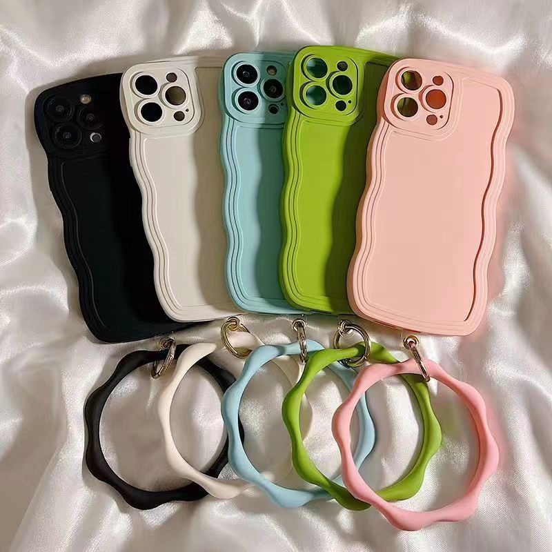 Macaron Wave Frame Case For iphone 11 12 13 14 15 Pro Max X XR 7 8 6 6S ...