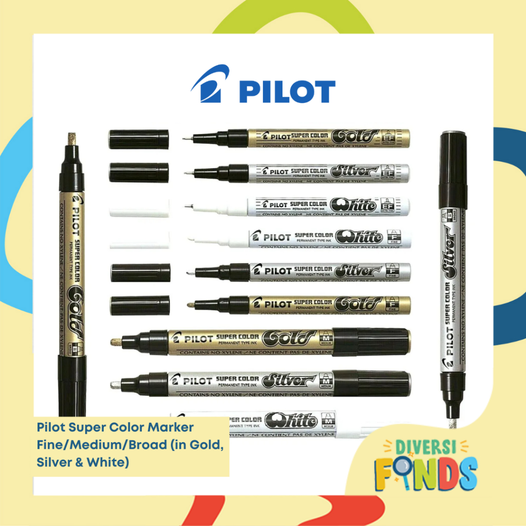 1pc Pilot Permanent Marker - GOLD, SILVER, WHITE in Fine, Medium and ...