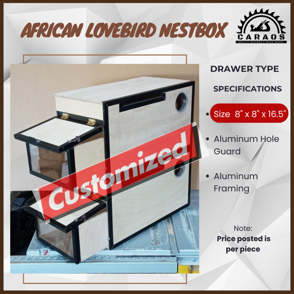 Customized Order_African Lovebird NB_(Drawer type) 8"x8"x16.5" | Shopee ...