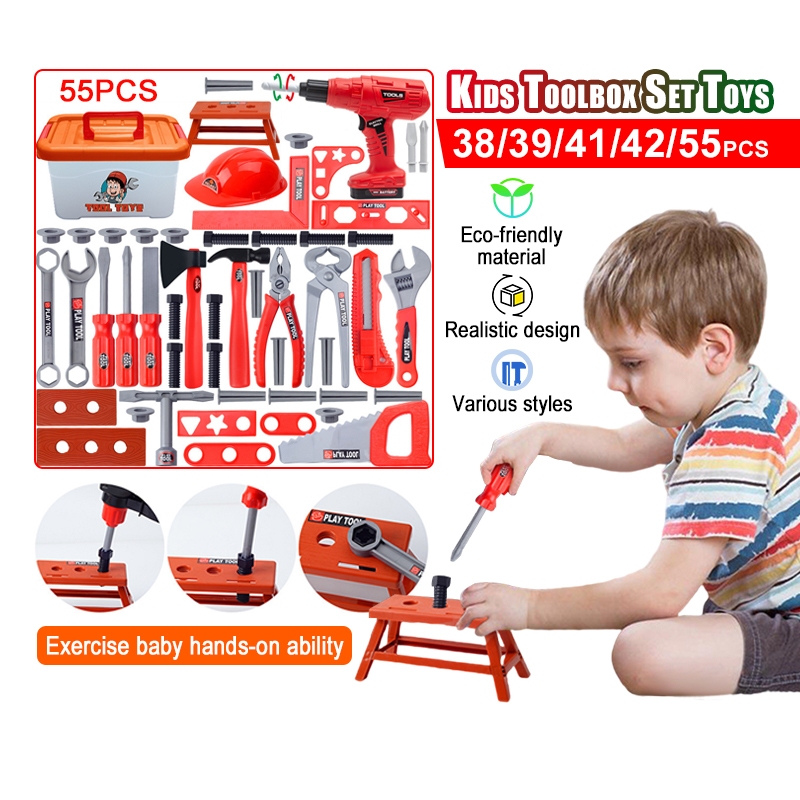 Children's Toolbox Kit Boys Tool Set Simulation Plastic Repair Tools ...
