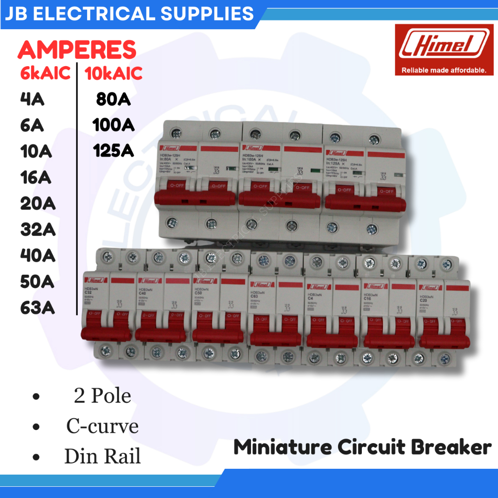 Himel Miniature Circuit Breaker (MCB) 2 Pole Din Rail Type | Shopee ...