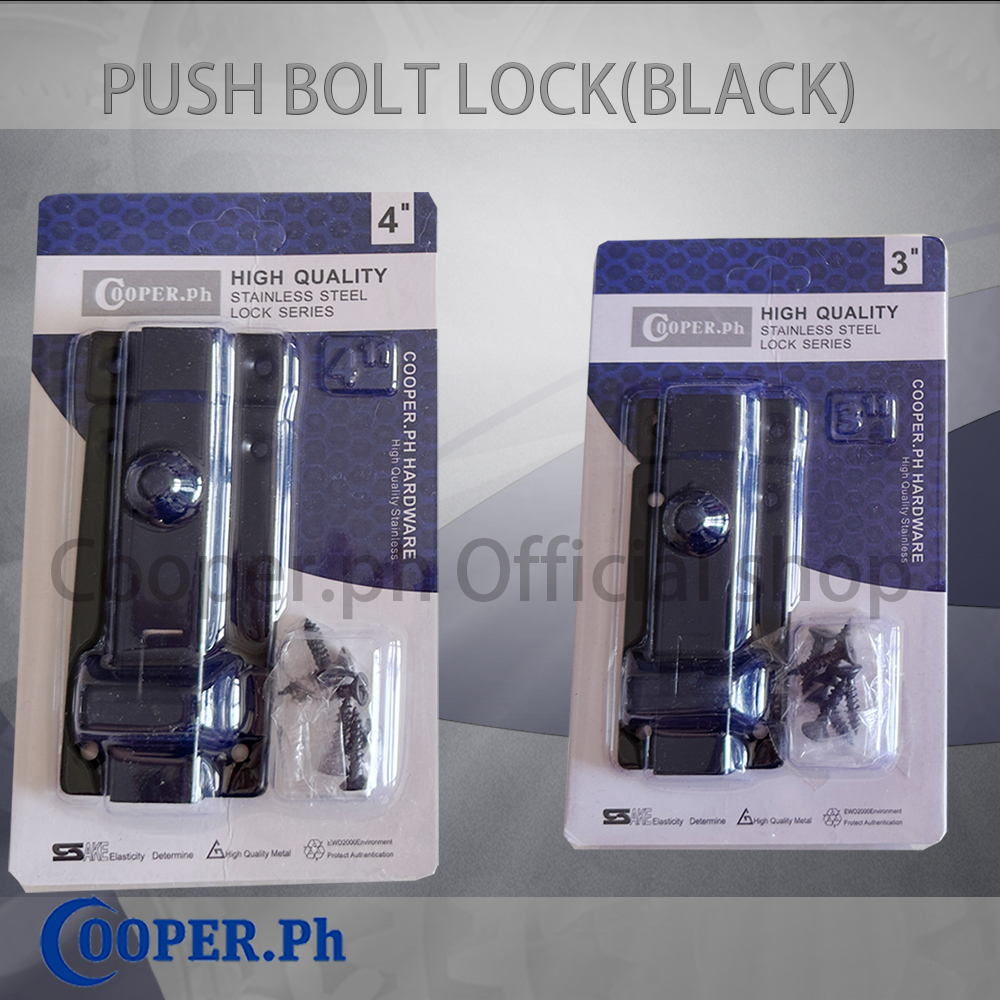 Black stainless steel push bolt lock 3"and 4" | Shopee Philippines
