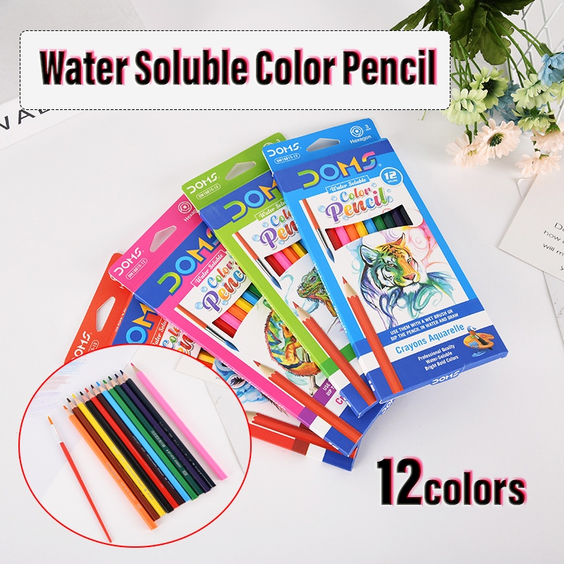 Doms Water Soluble Color Pencil 12 colors | Shopee Philippines