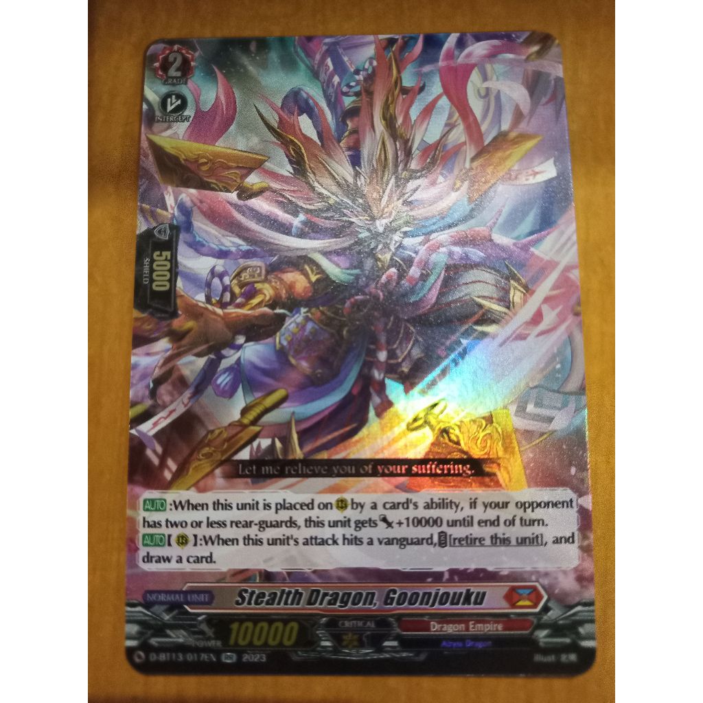 CFV Stealth Dragon, Goonjouku RR D-BT13 Cardfight Vanguard English Dragon Empire | Shopee ...