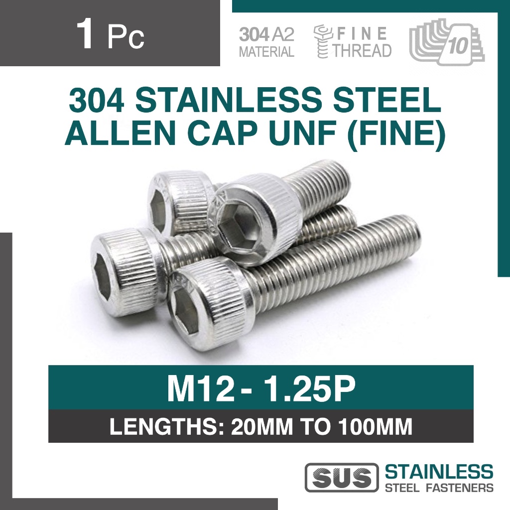 1pc SS304 Stainless Steel Allen Cap UNF / SS Socket Head Bolt Fine ...
