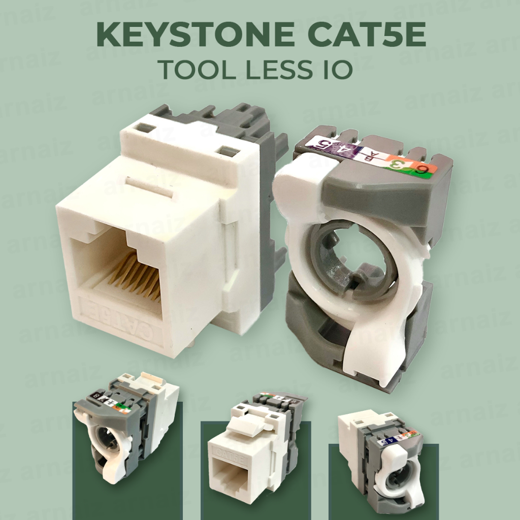 CAT5E IO Keystone Tool Less Tool Free Jack Connector Module RJ45 UTP ...