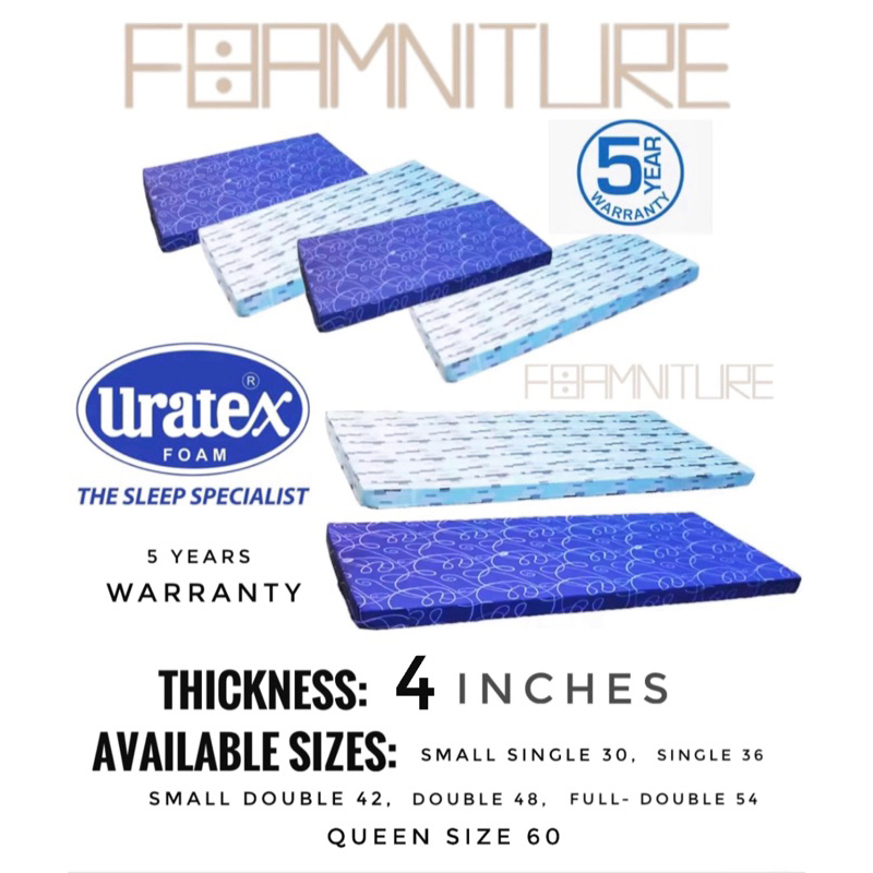 4 INCHES THICK ORIGINAL URATEX BED FOAM W/ FREE COVER | Shopee Philippines