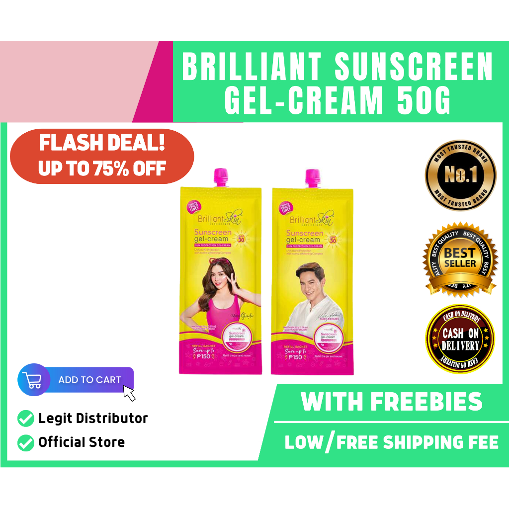 BRILLIANT SUNSCREEN GEL-CREAM 50G (NEW PACKAGING) | Shopee Philippines