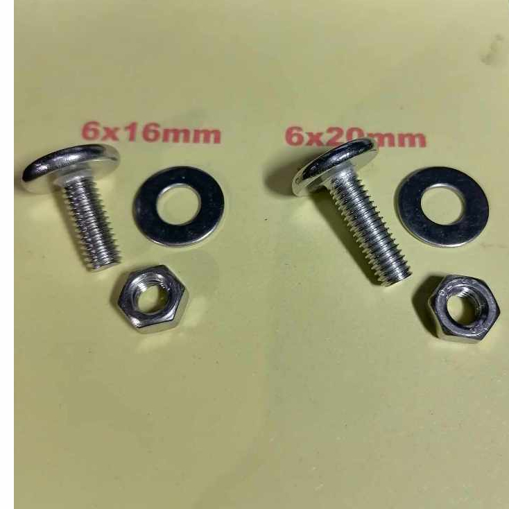 Plate number Bolts 6 x16 mm with Nut and Washer Stainless(Sold as Pair ...