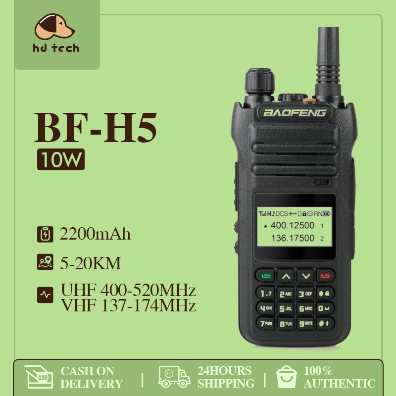 Baofeng H5 Walkie Talkie Long Range 10W High Power Dual Band UHF/VHF Two Way Radio Portable FM ...