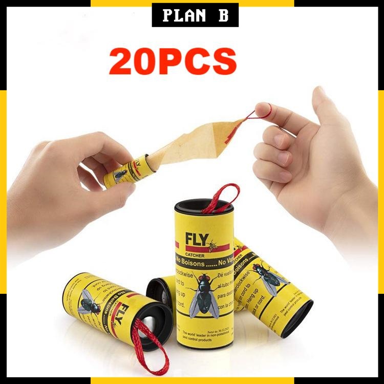 20 Rolls Sticky Flies Rolls Flies Sticky Strip Hanging Ribbon Fly Trap ...