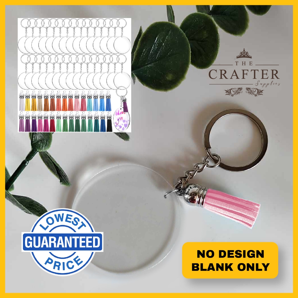 The Crafter | Acrylic Keychain Blanks, Flat Chain 30/50 SETS Round ...