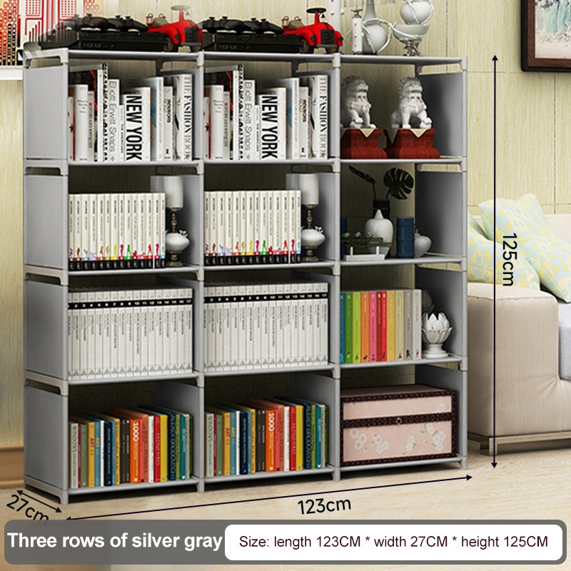 LOOGU 1/2/3 Row BookShelf Kid Toy Storage Rack DIY Multi Function ...