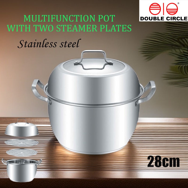 Double Circle Stainless Steel Multifunctional Pot With Two Steamer ...