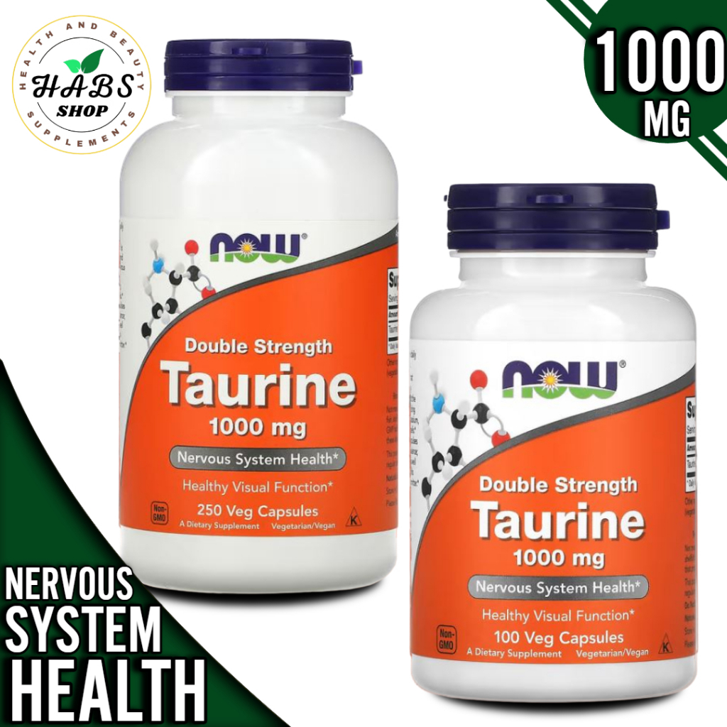 Now Foods Double Strength Taurine 1000 mg 100 Veg Capsules or 250 Veg ...