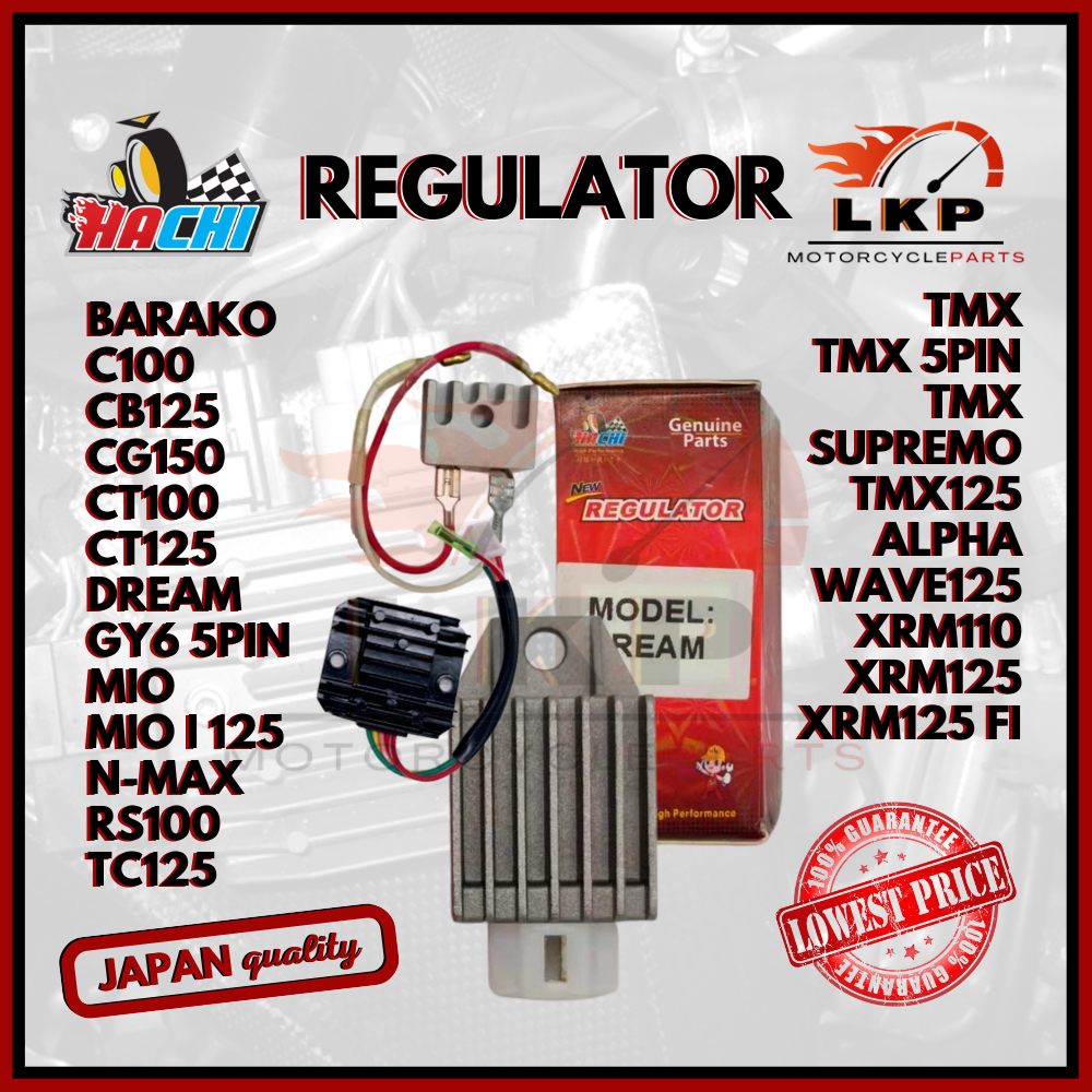 HACHI REGULATOR GY6 5PIN/CT100/BARAKO/C100/XRM110/TMX/DREAM/MIO/CG150 ...