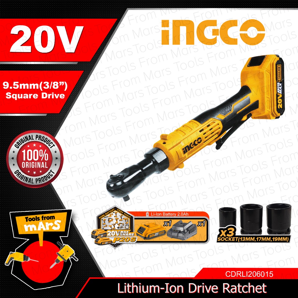 Ingco 20V Cordless Drive Ratchet High Torque Versatile Socket Set UNIT ...