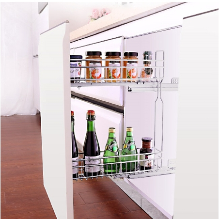 2 Layer Stainless Spice Rack / Stainless Steel Condiments Pull Out ...