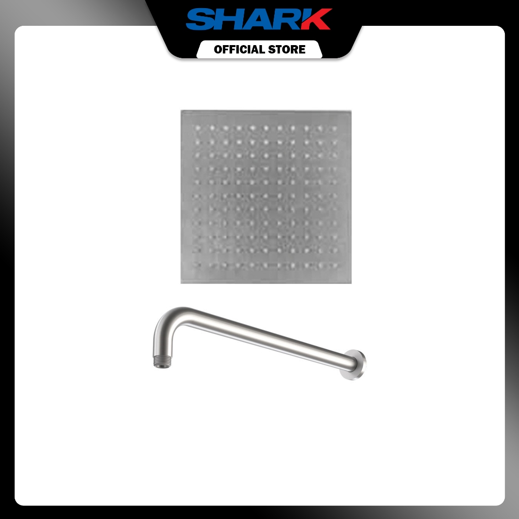 SHARK SP 351 Stainless 304 Rain Shower Head Square 8" With Arm 18 ...