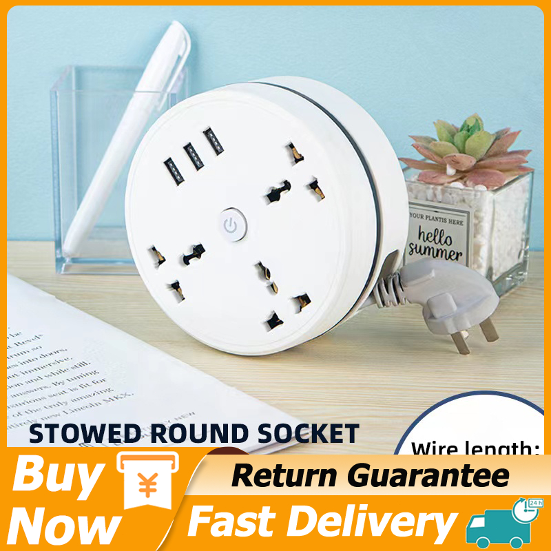 2 8m Retractable Storage Socket With Line Eu Socket Multi Functional Usb Plug In Board Porous