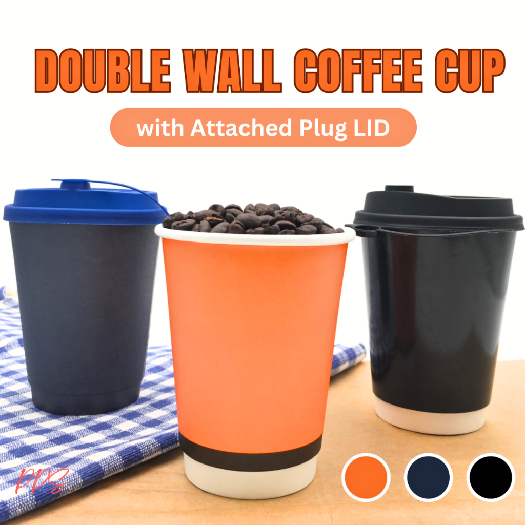 10pcs 12oz Double Wall Paper Cup with 90mm attached plug/wired plug ...