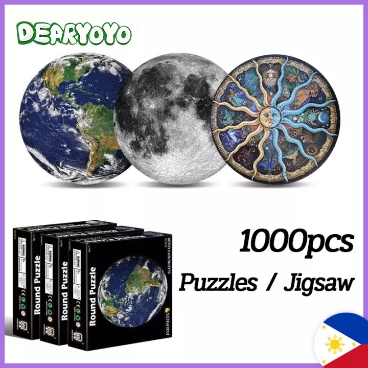 【PH】1000 Piece Jigsaw Puzzles Earth and Moon Round Space Puzzles ...