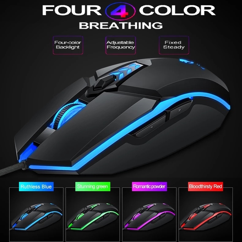 USB Wired Gaming Mouse 4 Gears 3200DPI Adjustable Lighting Optical Ergonomic 6D Mice | Shopee ...