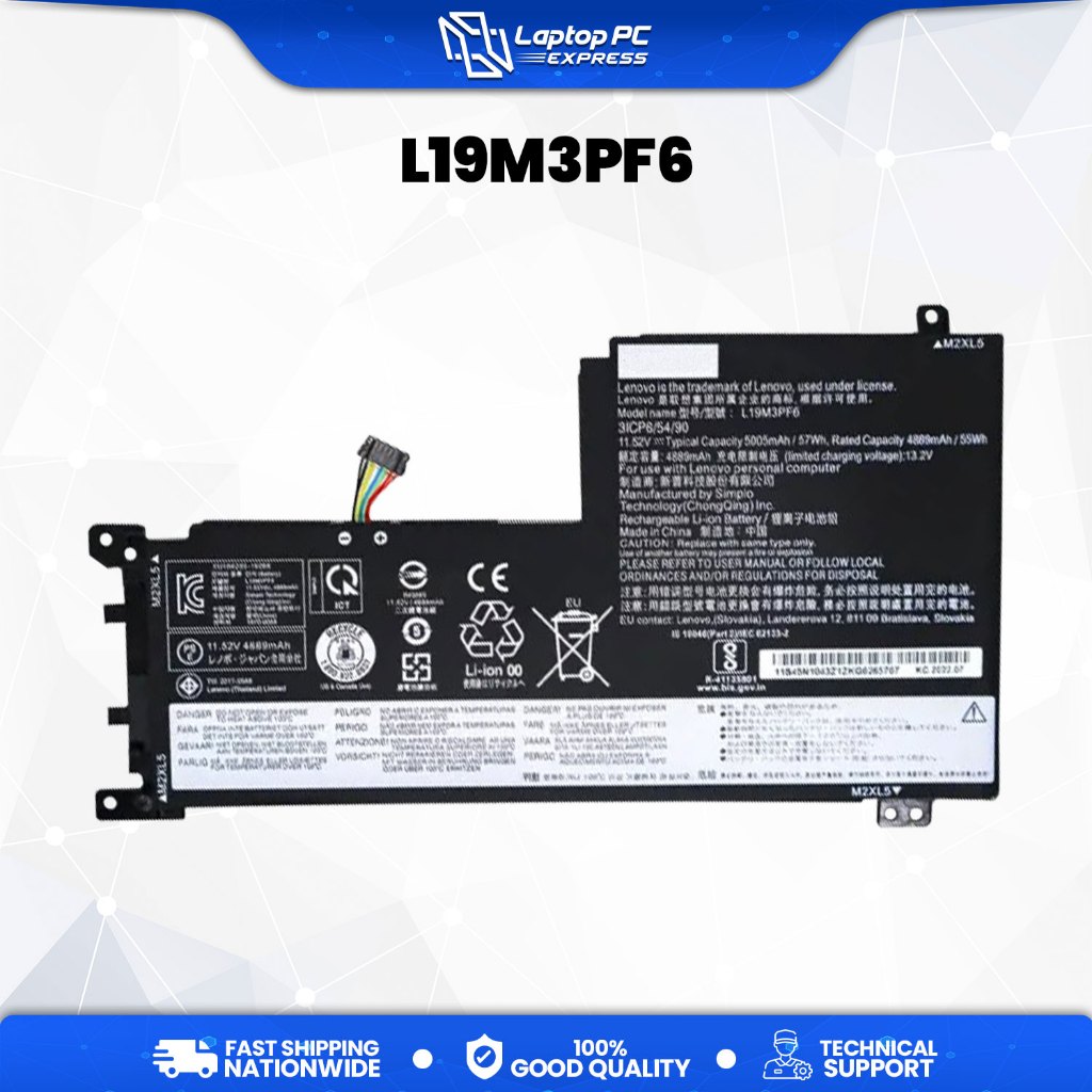 LPCE Laptop Battery L19M3PF6 Compatible With LE 5-15IIL05 5-15ARE05 ...