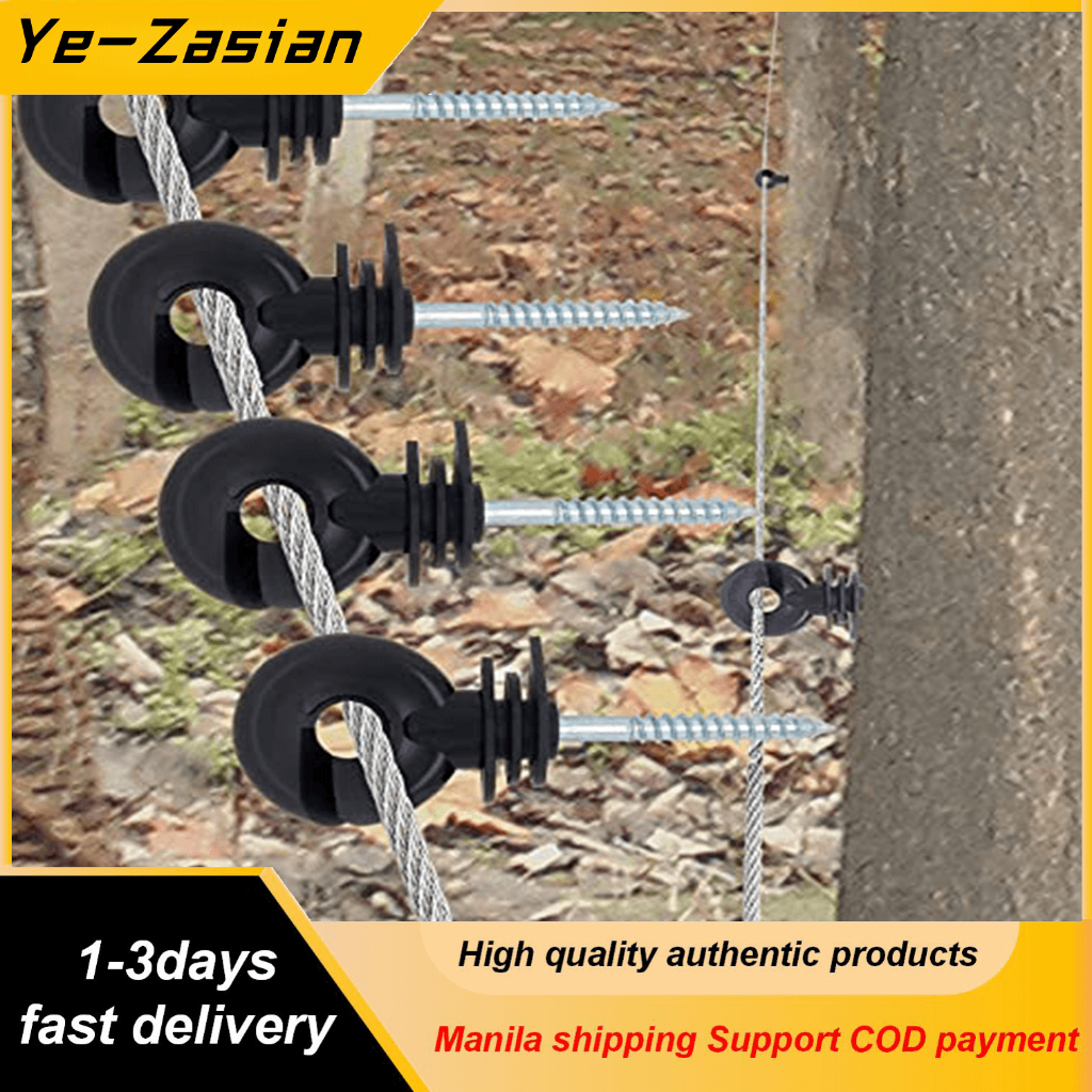 50Pcs/Set Electric Fence Offset Hook Screw Nut Wood Post Ring Insulator ...