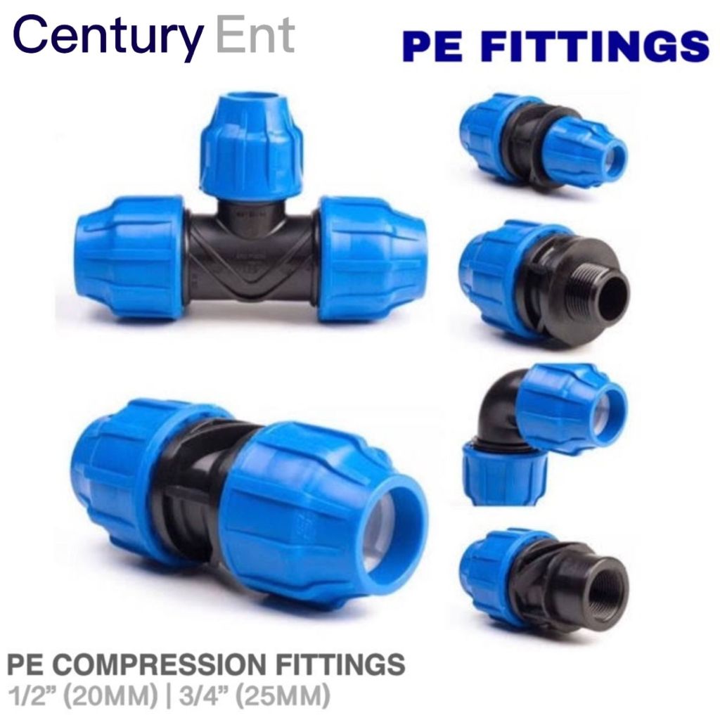 PE Compression Fittings | Pressure Fittings for HDPE Pipes | Elbow Tee Coupling Adapter | Shopee ...