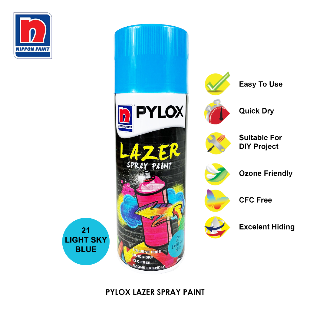 Pylox Lazer Spray Paint Light Sky Blue No.21 Nippon | Shopee Philippines
