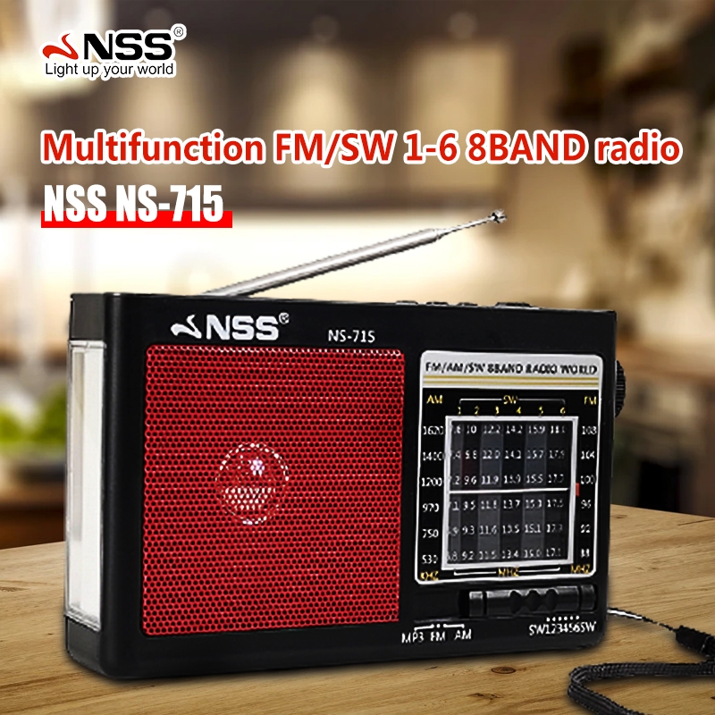 NSS Bluetooth Radio FM/AM/SW8 Band Rechargeable Radio With BT/USB/TF Music Player NS-715 ...