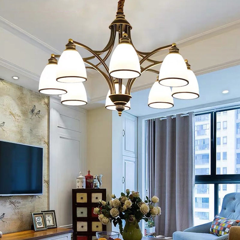 American Chandelier Lamp Nordic Simple Iron Retro Lights house Living ...