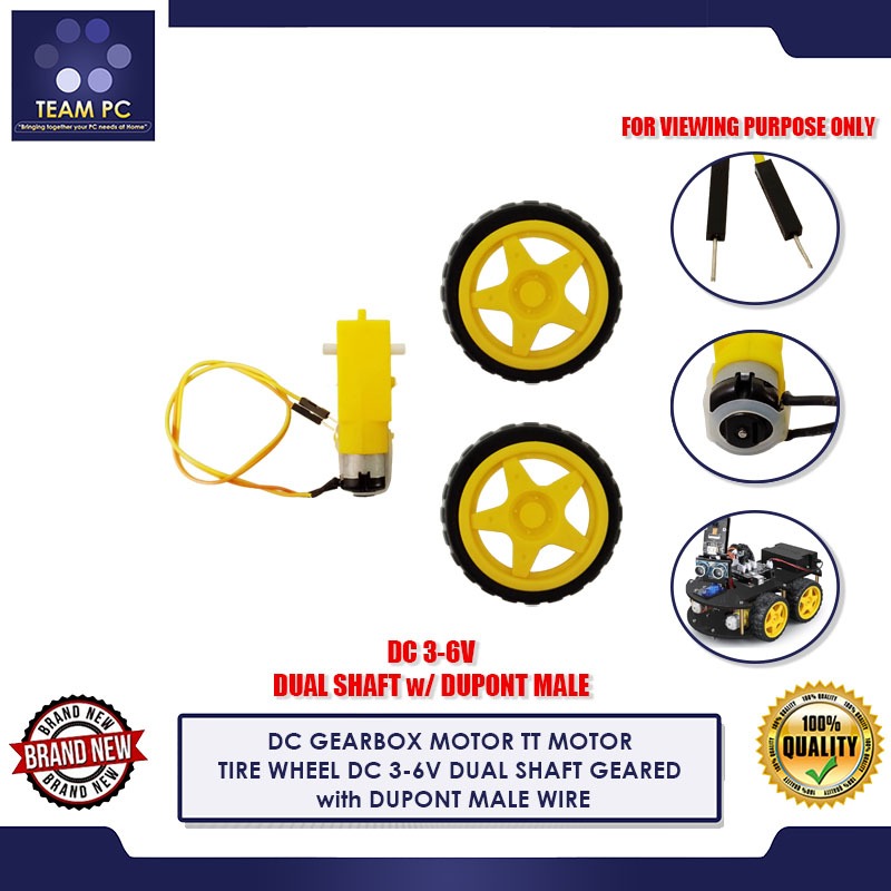 TEAM PC DC GEARBOX MOTOR TT MOTOR TIRE WHEEL DC 3-6V DUAL SHAFT GEARED ...