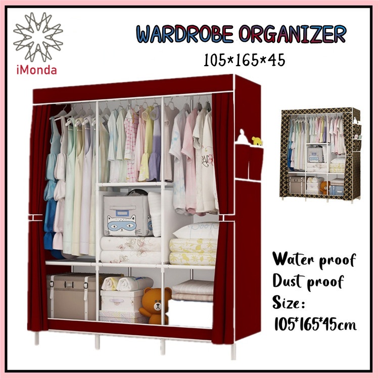 Big Size 105*165*45cm 3D Clothes Storage Wardrobe Organizer | Shopee ...