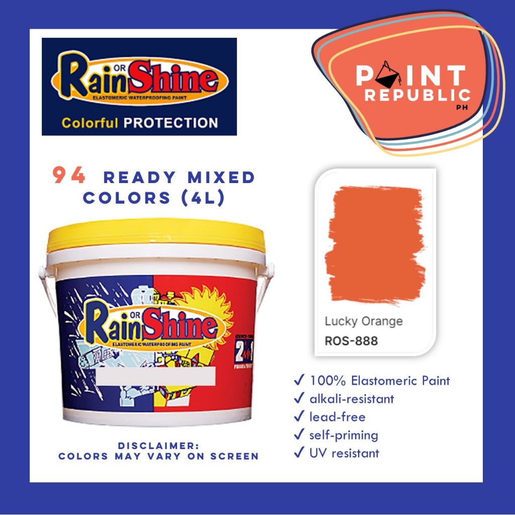 Rain or Shine Elastomeric Paint Ready Mixed Colors-4L (4liters/GAL ...
