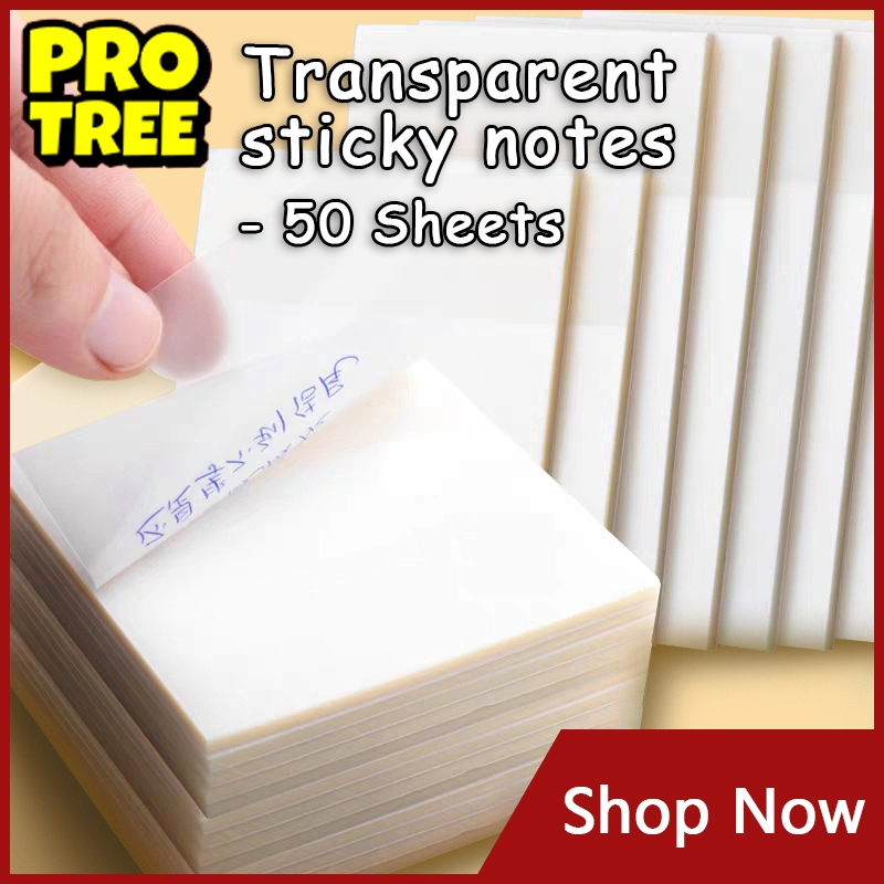 50pcs Transparent Sticky Notes Waterproof and High-value Note Paper for ...