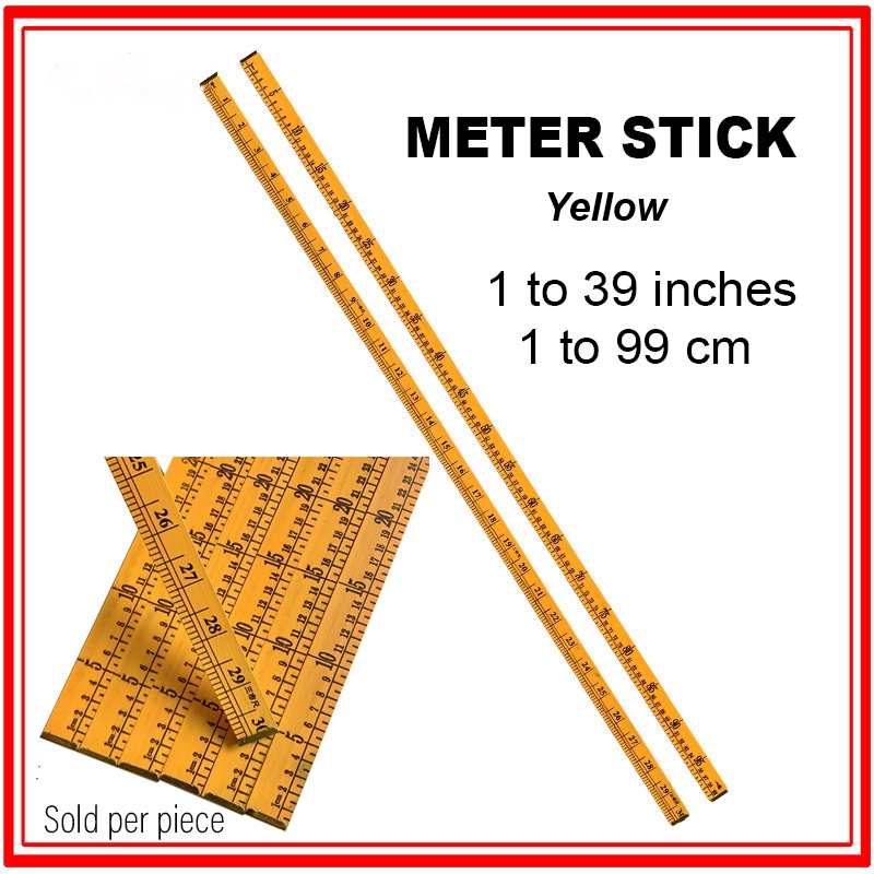 Yellow Meter Stick Wooden Ruler (1piece) | Shopee Philippines