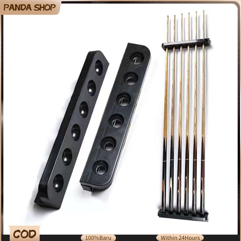 1Pair 6 Holes Billiards Snooker Stick Rack Wall Mounted Pool Cue Rack ABS Plastic Stand Holder ...