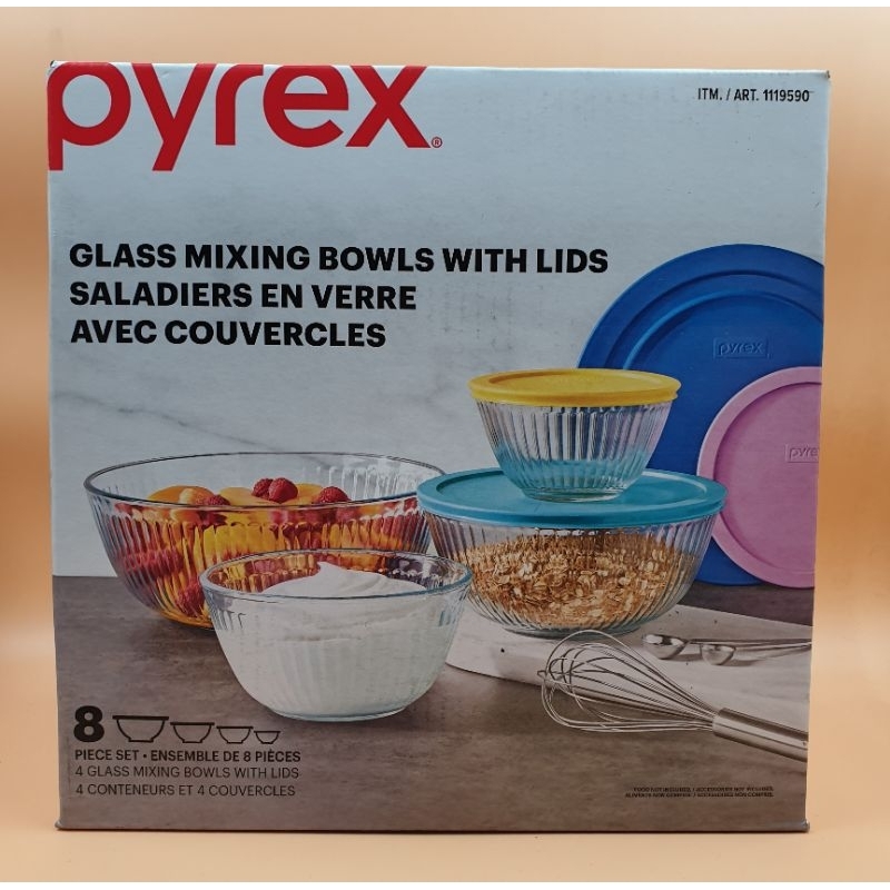 Original Pyrex 8-piece Glass Sculpted Mixing Bowl set | Shopee Philippines