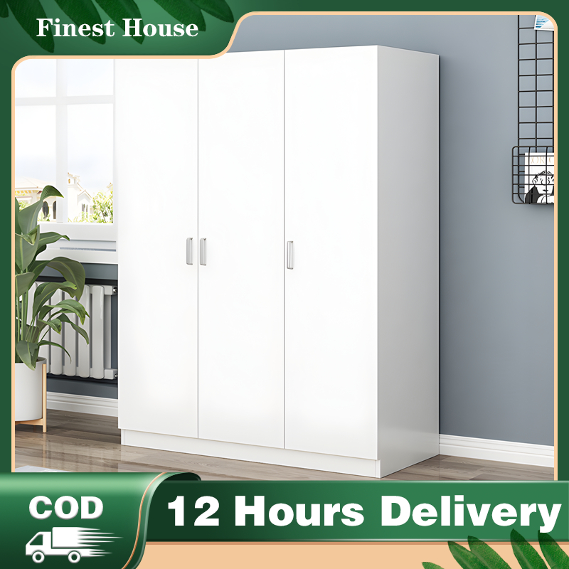 Wooden 3 Doors Multi-Functional Wardrobe Clothes Storage Cabinet Bigger ...