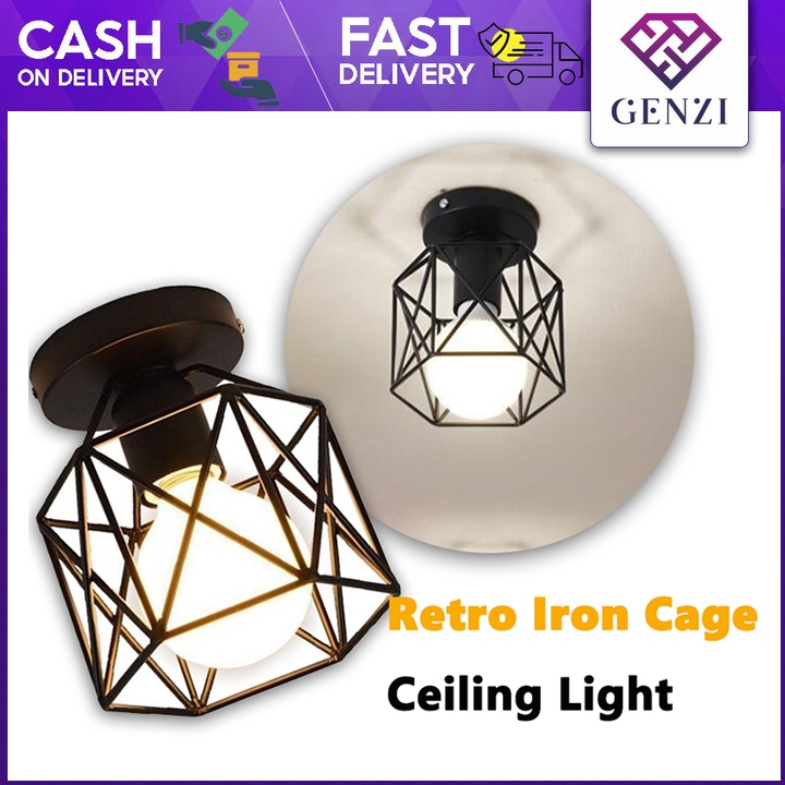 Ceiling Light Iron Black Square Chandelier Aisle Stair Corridor Living ...