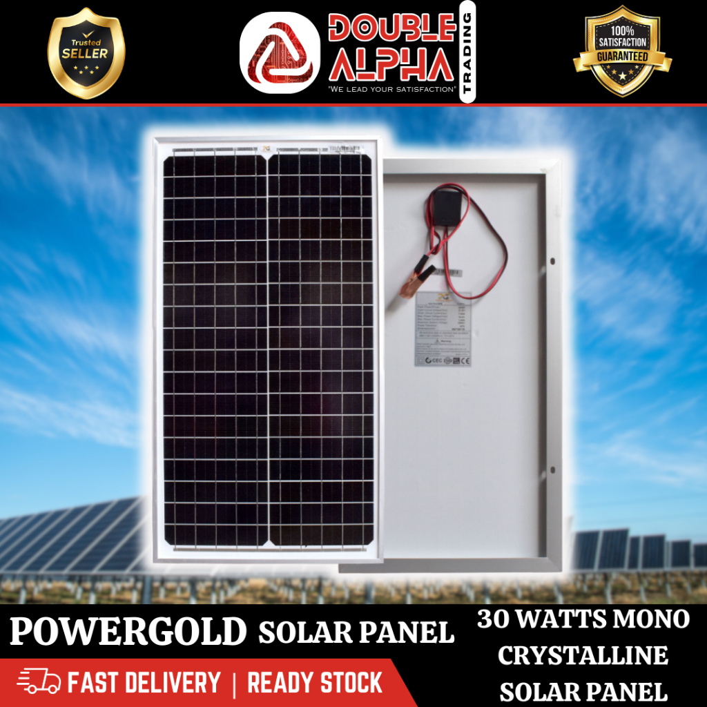 HIGH QUALITY SOLAR PANEL MONO CRYSTALLINE POWER GOLD 30 WATTS | Shopee ...