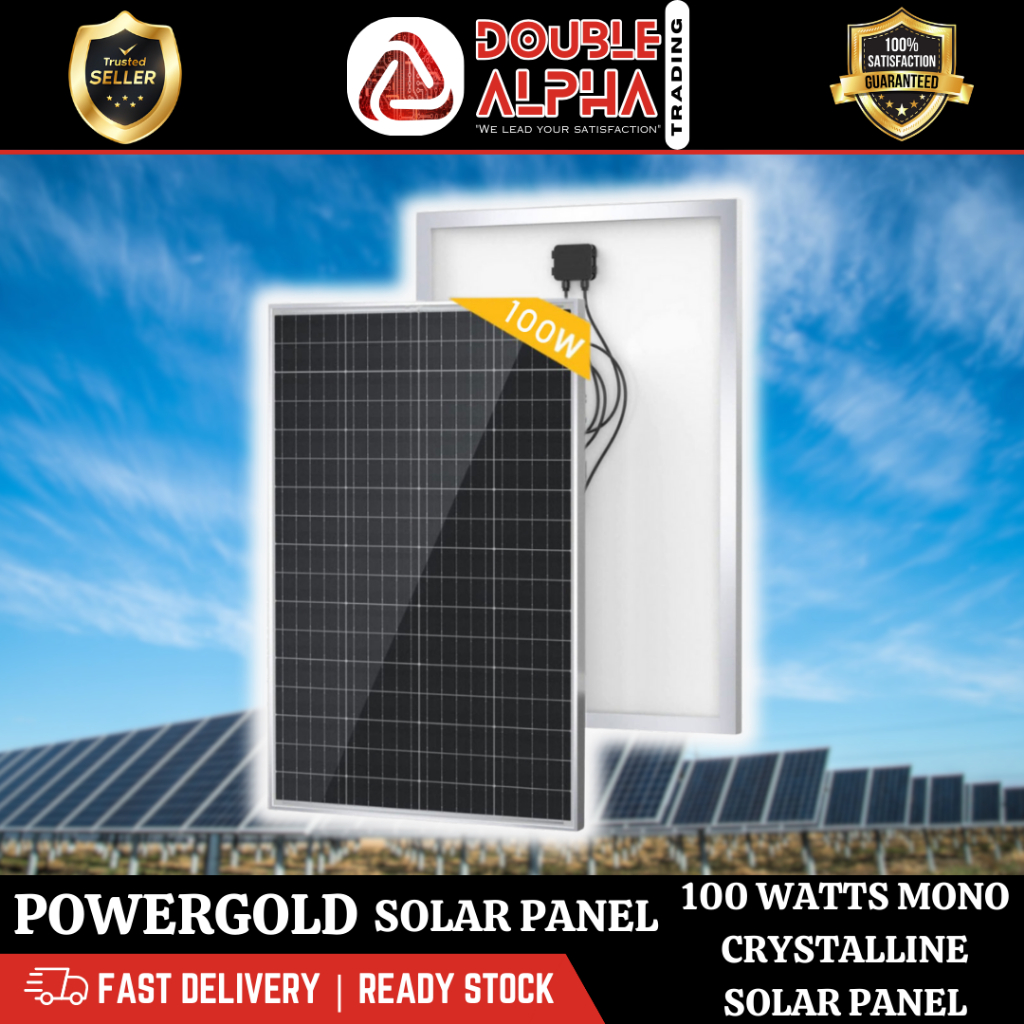 HIGH QUALITY SOLAR PANEL MONO CRYSTALLINE POWER GOLD 100 WATTS | Shopee ...