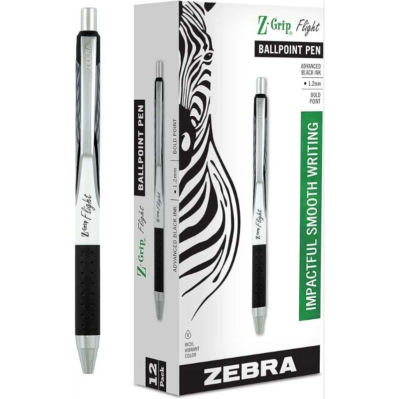 Zebra Pen Z-Grip Flight Retractable Ballpoint Pen, Bold Point, 1.2mm ...