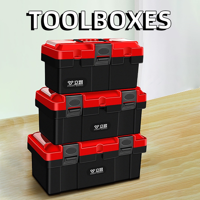 Multi function 13-19" Plastic Tool Box Heavy Duty Tool Box Double Layer ...