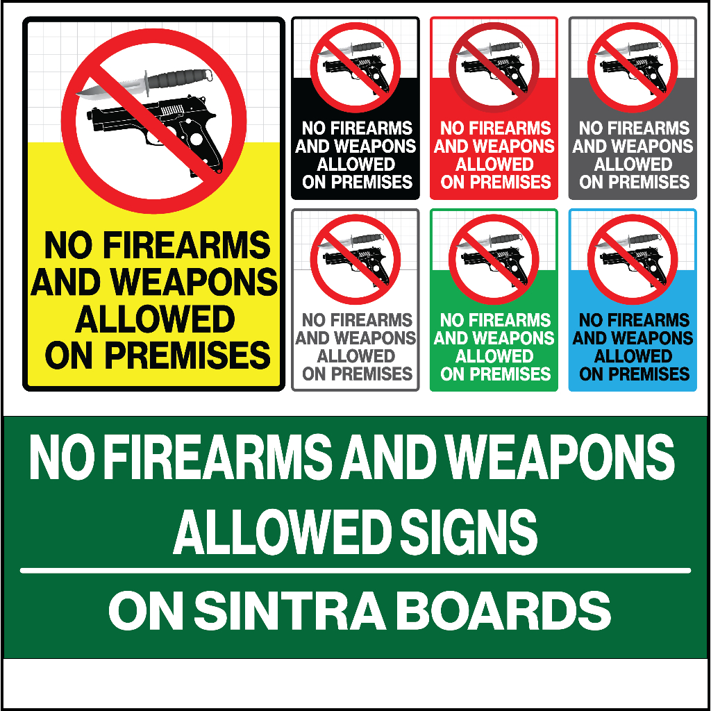 No Firearms and Weapons Allowed Safety Signs For Household, Company and ...